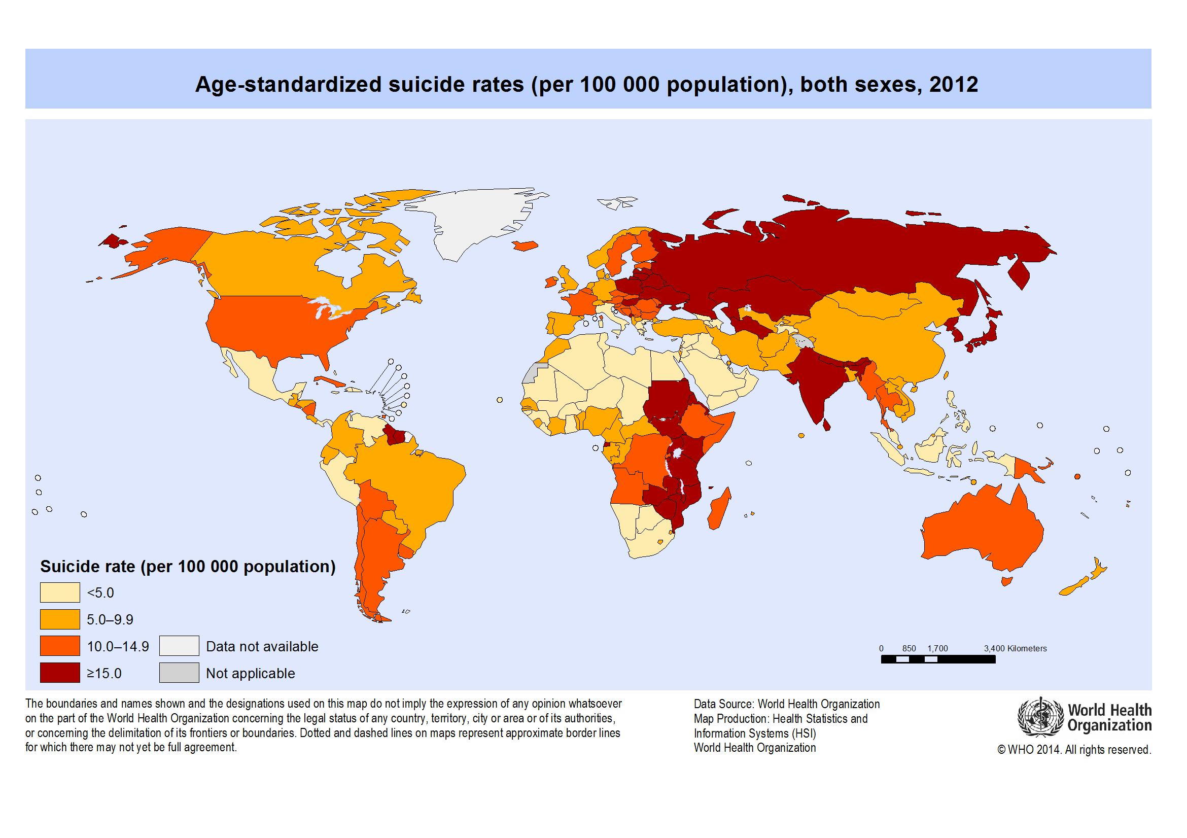 The Countries With the Highest Suicide Rates, in One Map