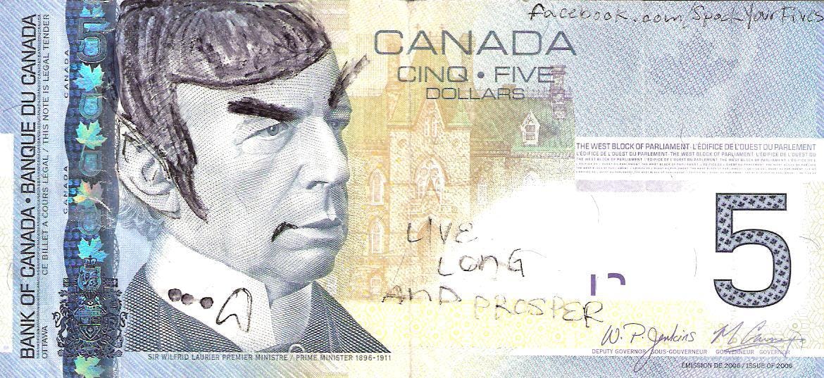 Canadians Are "Spocking" Their $5 Bills in a Perfect Tribute to Leonard ...