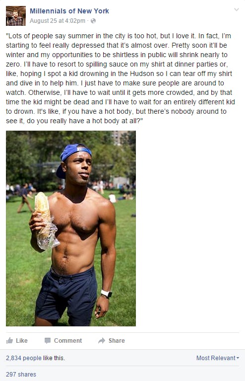 This Facebook Page Has Gone Viral by Skewering Millennial Stereotypes