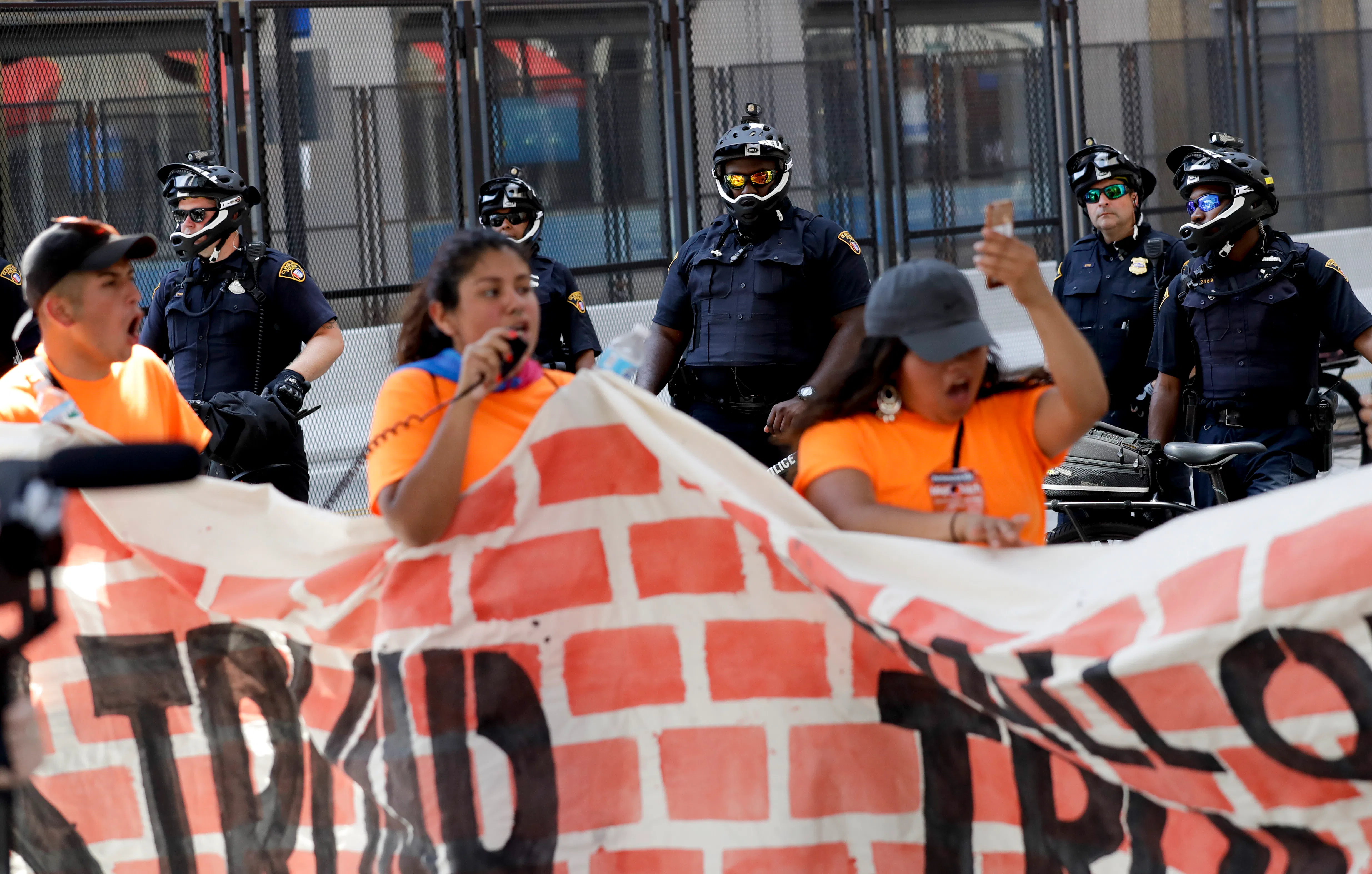 Anti-Trump Protesters Build a "Wall" Outside RNC to Protest Trump's ...