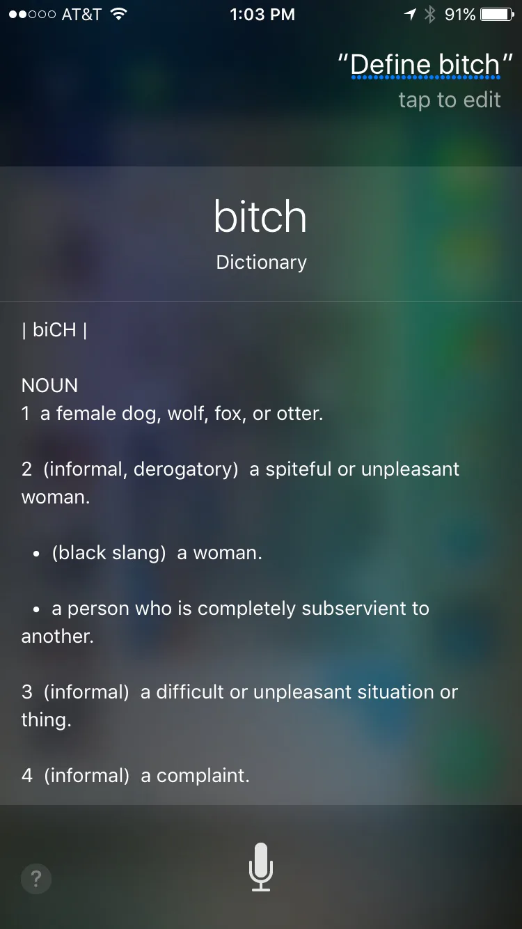 Ask Siri to Define "Bitch," and the Result Is Straight-Up Inexcusable