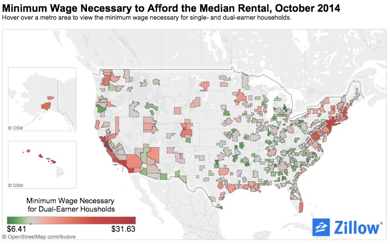 One Map Reveals Just How Hard It Is to Pay Your Rent in America