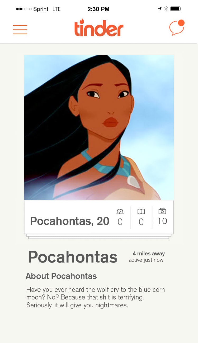 Disney Princess Tinder Profiles