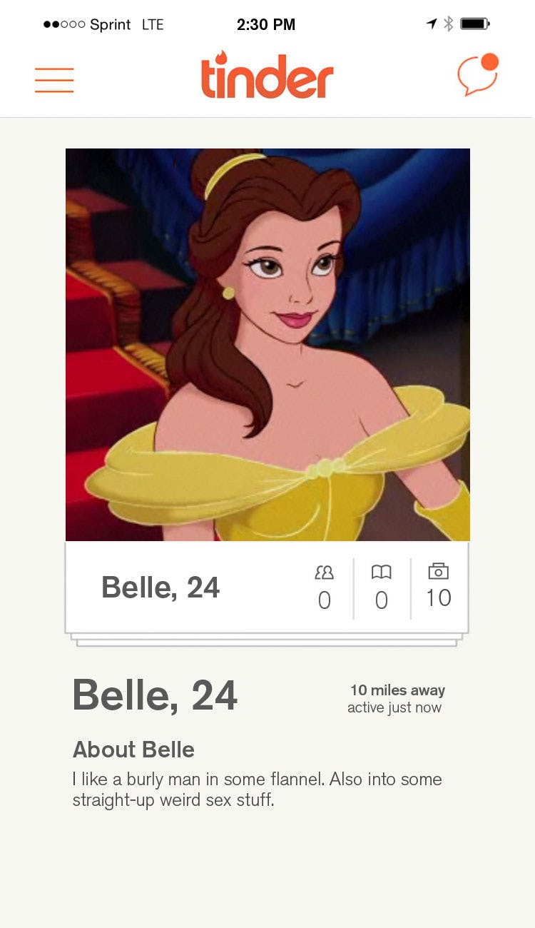 Disney Princess Tinder Profiles