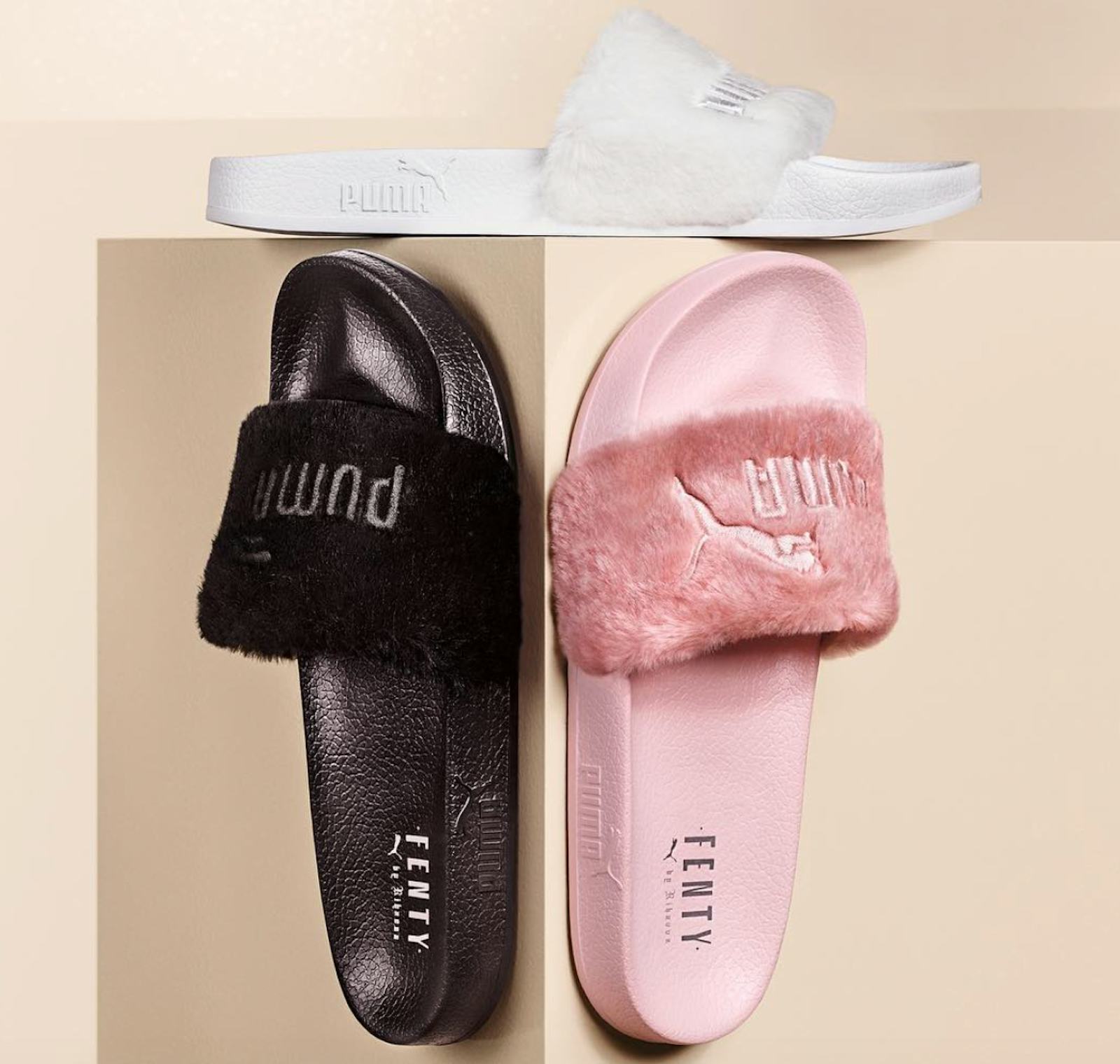 Are Rihanna's Black, White, & Shell Fur Puma Slides Being Restocked ...