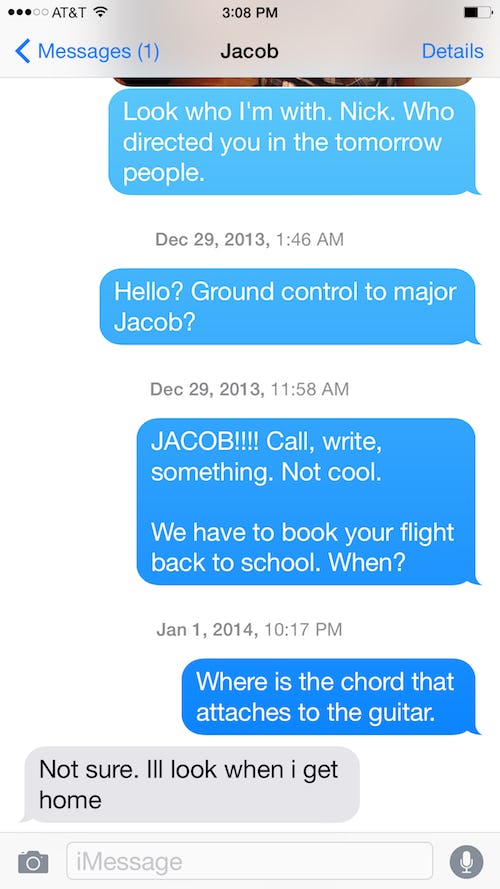 5 (Mostly) Unanswered Texts to My College Kid
