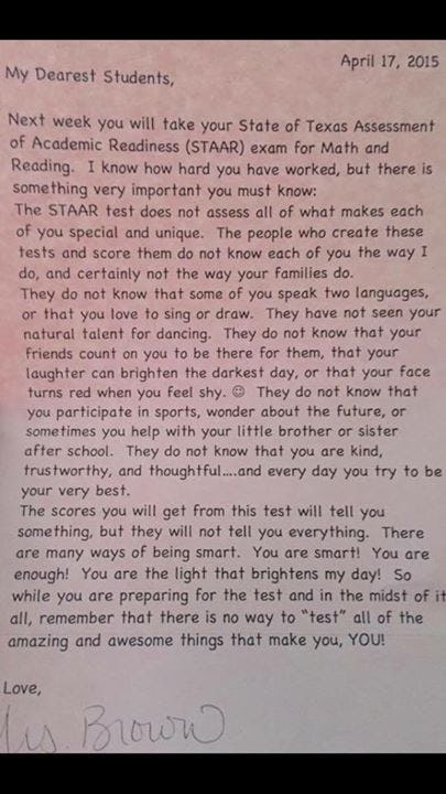 Students Sent Home With Incredible Note From Teacher Reminding Them ...