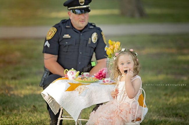 Little Girl Throws A Tea Party For Police Officer Who Saved Her Life