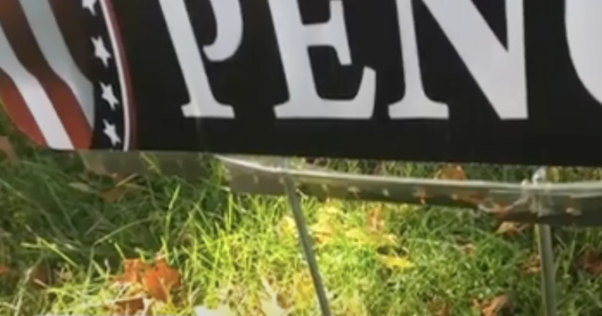Some Idiot Put Razor Blades On Their Trump-Pence Lawn Sign