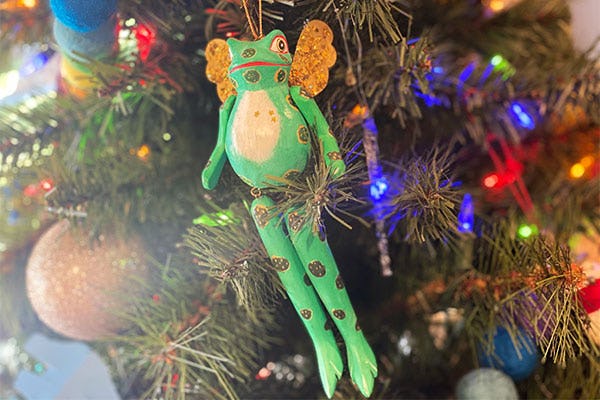 My Christmas Tree Is Covered In Frogs