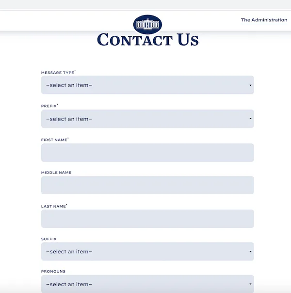 You Can Now Choose Your Pronouns On The White House.Gov Contact Form