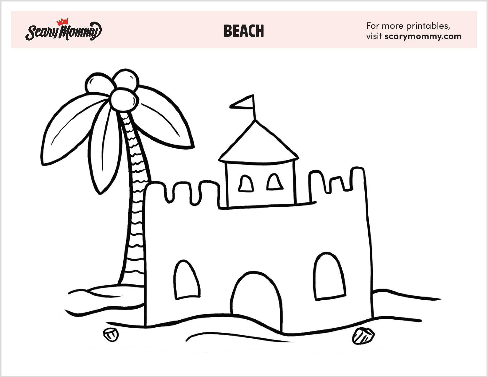 beach sand castle coloring page