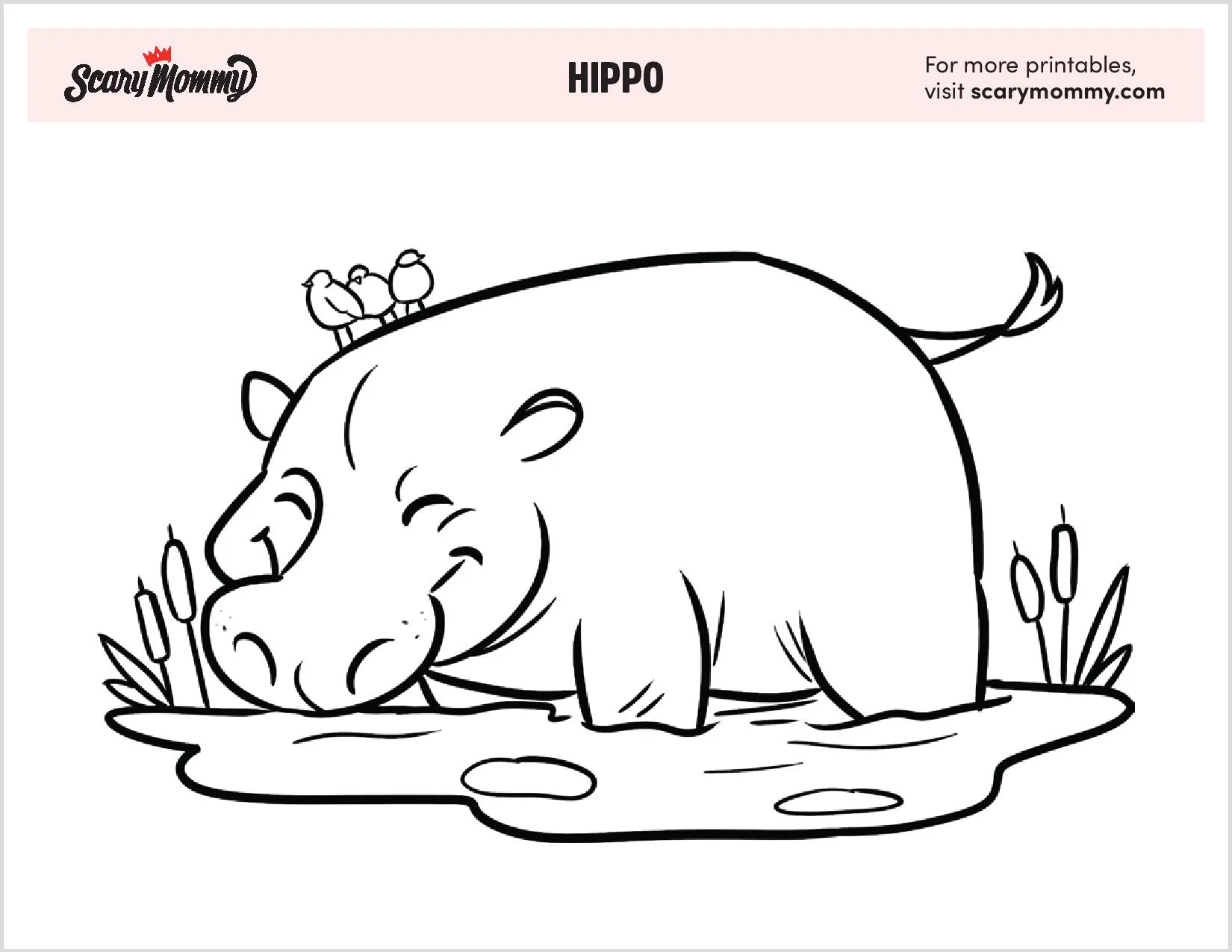 Coloring Hippo Animal Coloring Pages Makenstitch