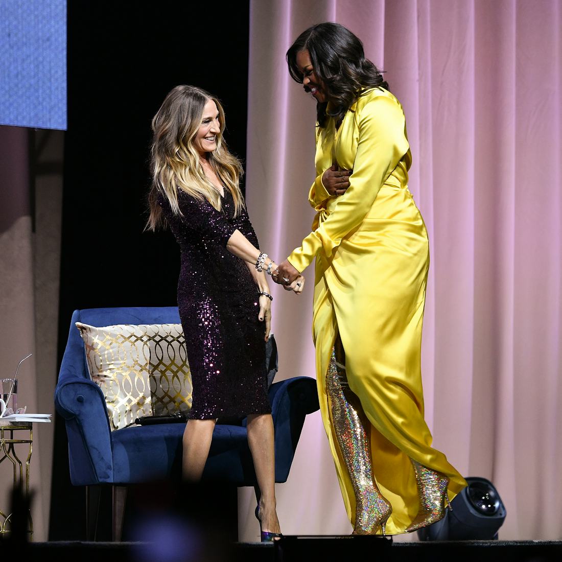 Michelle Obama's Balenciaga Thigh-High Boots Are Metallic, $4000, And ...
