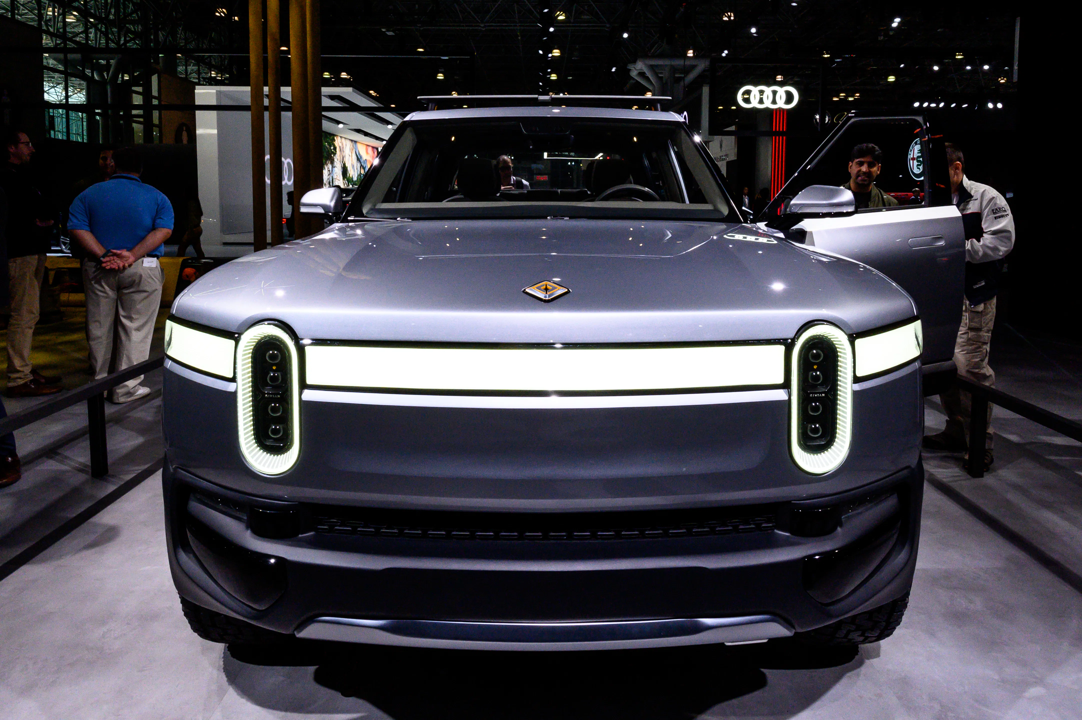 The all-electric Rivian R1T can make a 360-degree turn in place