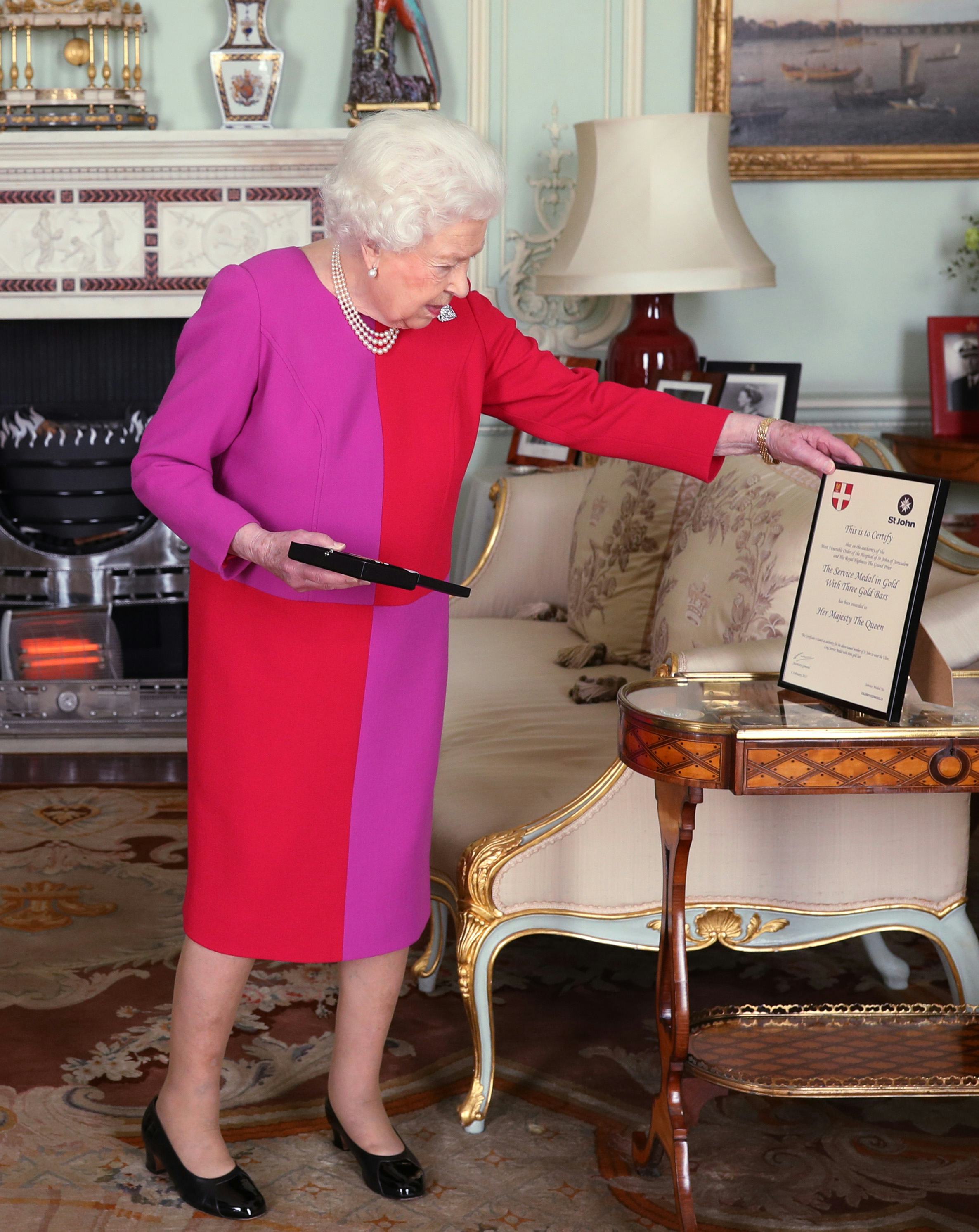 Queen Elizabeth's Order Of St John Color Block Dress Is Going Viral