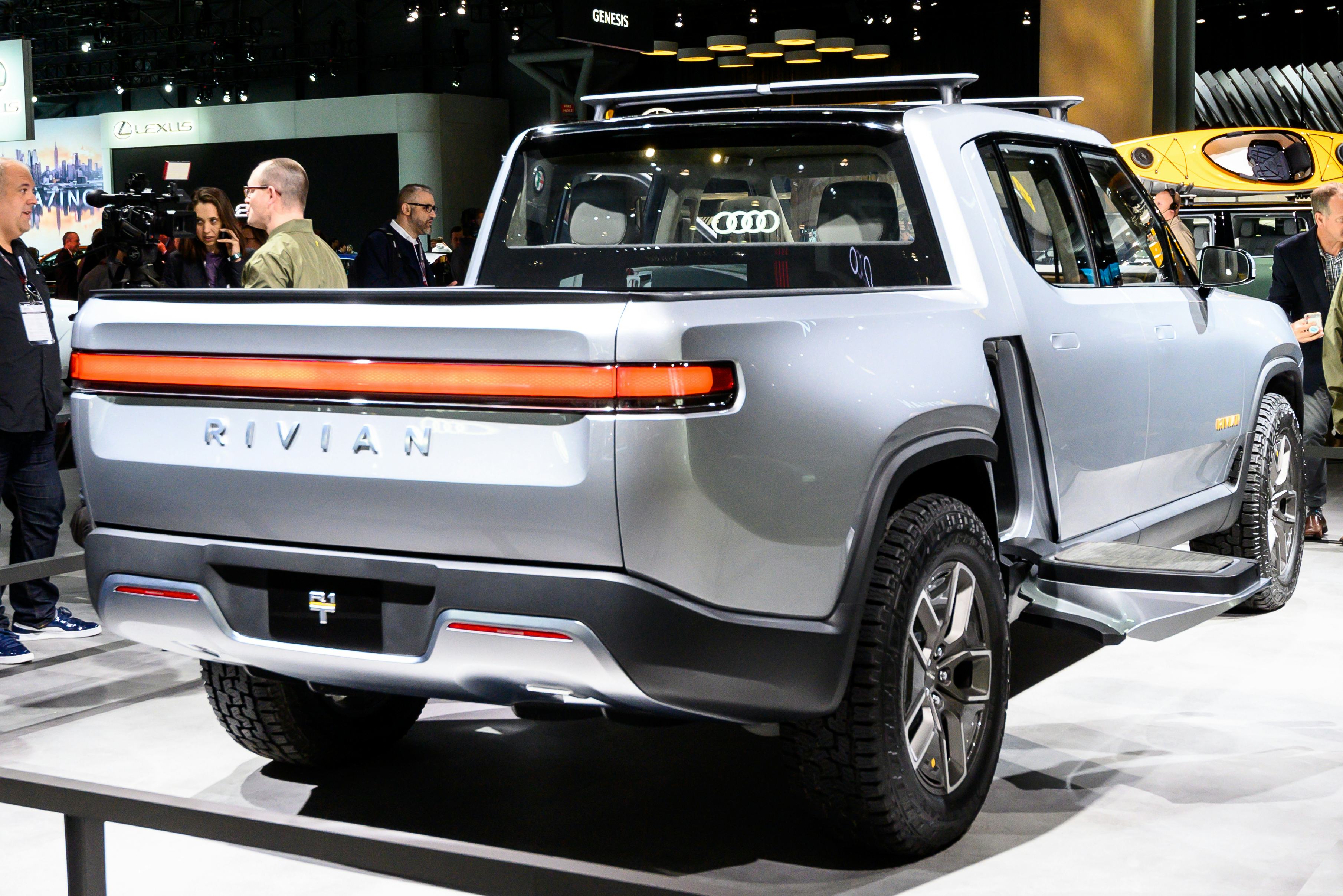 The all-electric Rivian R1T can make a 360-degree turn in place