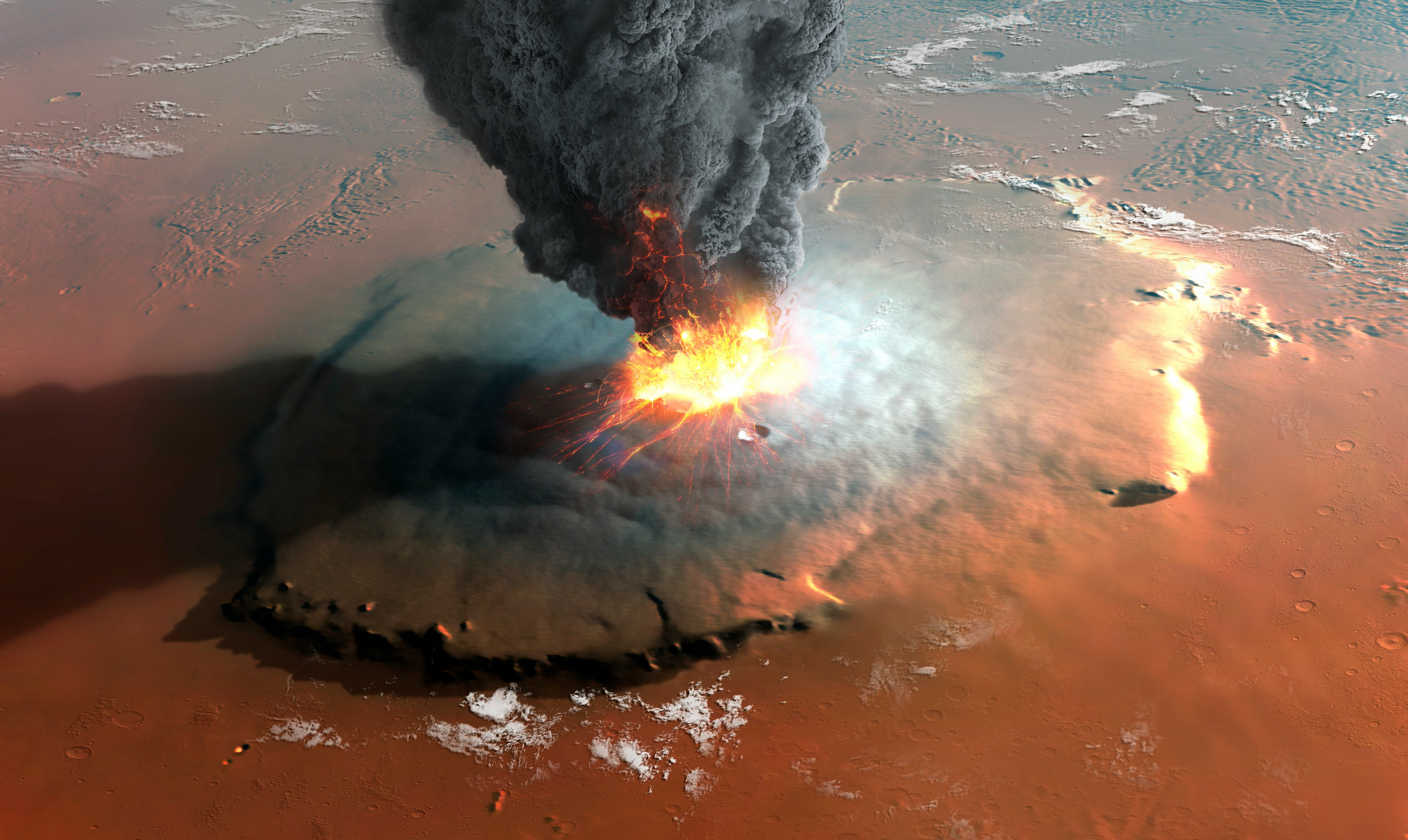 A volcanic eruption on Mars could help us find life on the planet