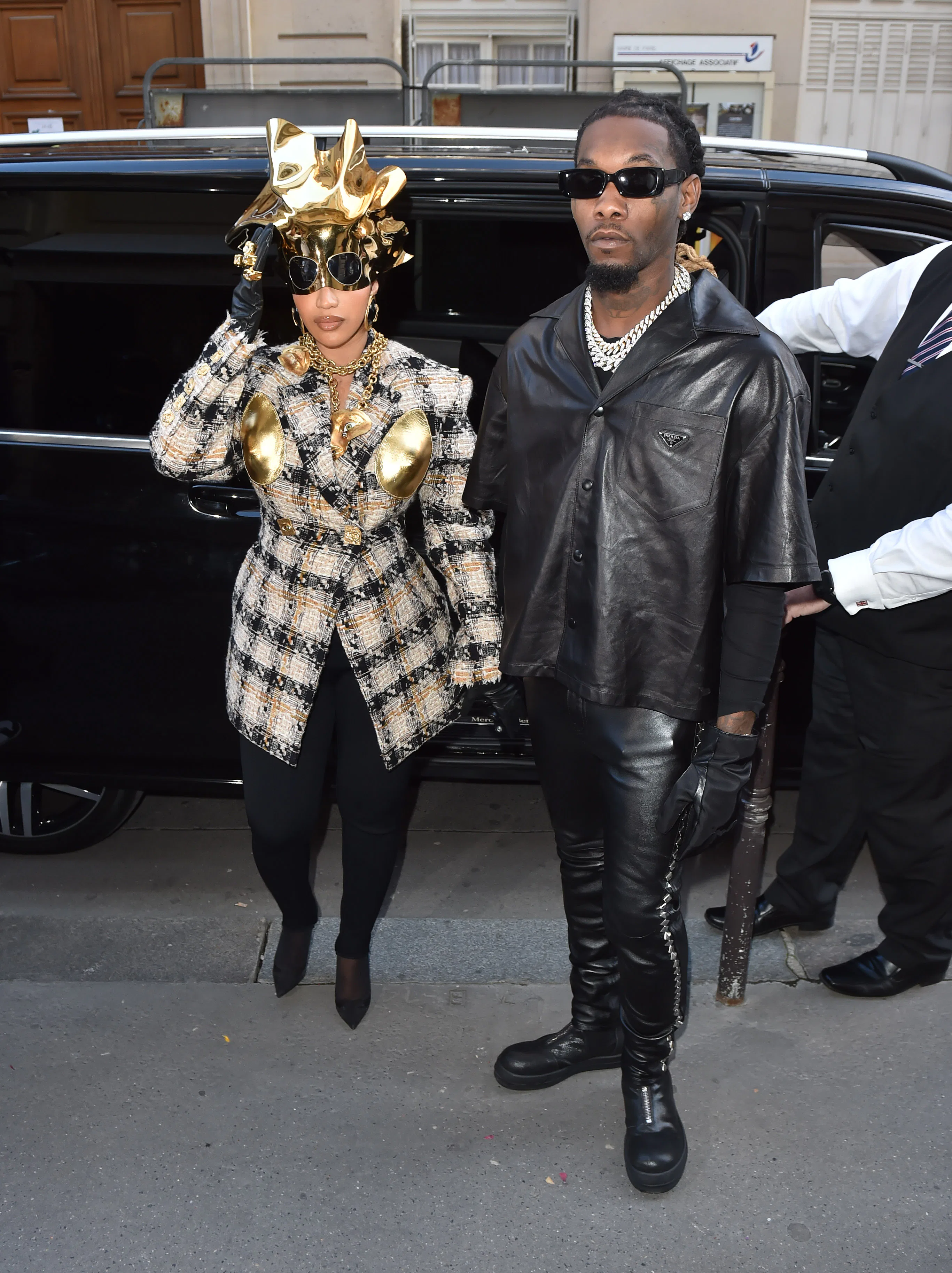 Cardi B’s Bodysuit & Coat Combo Was A Risky & Bold Dinner Outfit