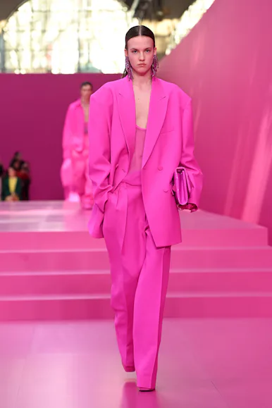 Valentino Shows All-Pink Collection At Paris Fashion Week 2022