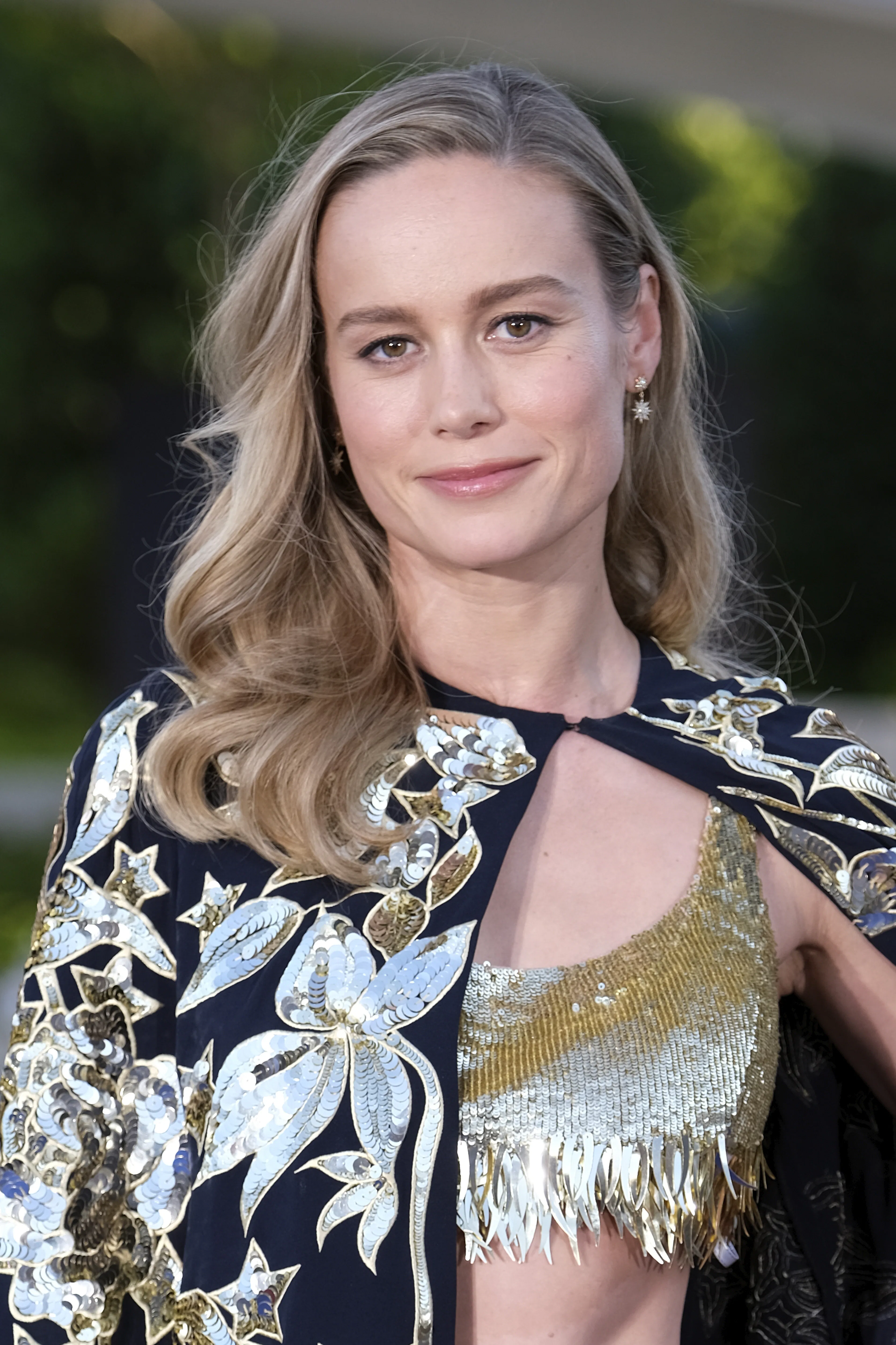 Brie Larson's Sequin Crop Top Was Styled With A Cape & It Looked So Good