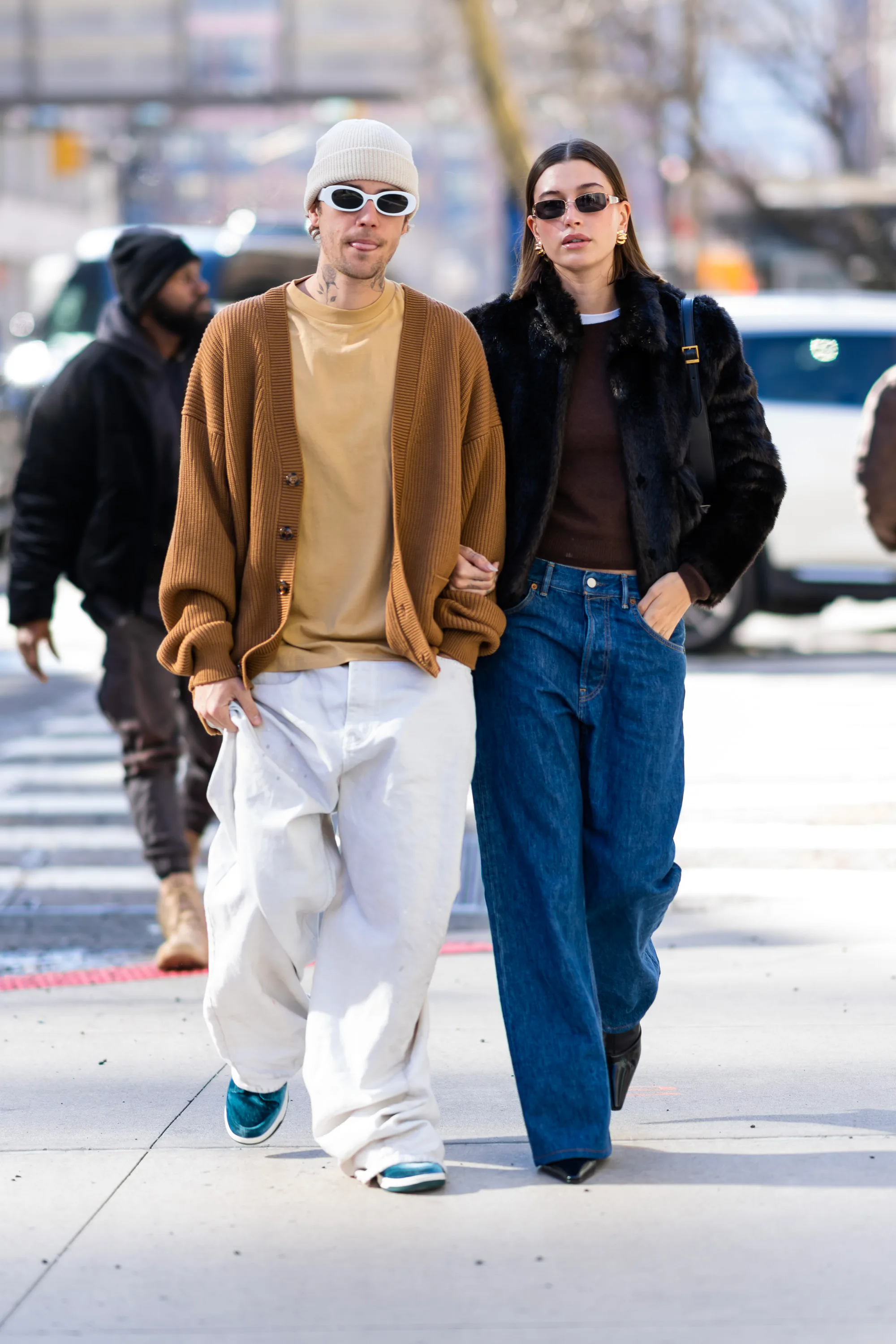 Justin and Hailey Bieber Match in Oversized Looks While Out in NYC