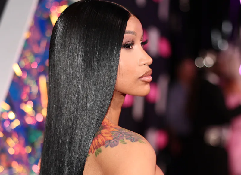Cardi B's Curly Birthday Updo & Bedazzled Nails Were Larger Than Life