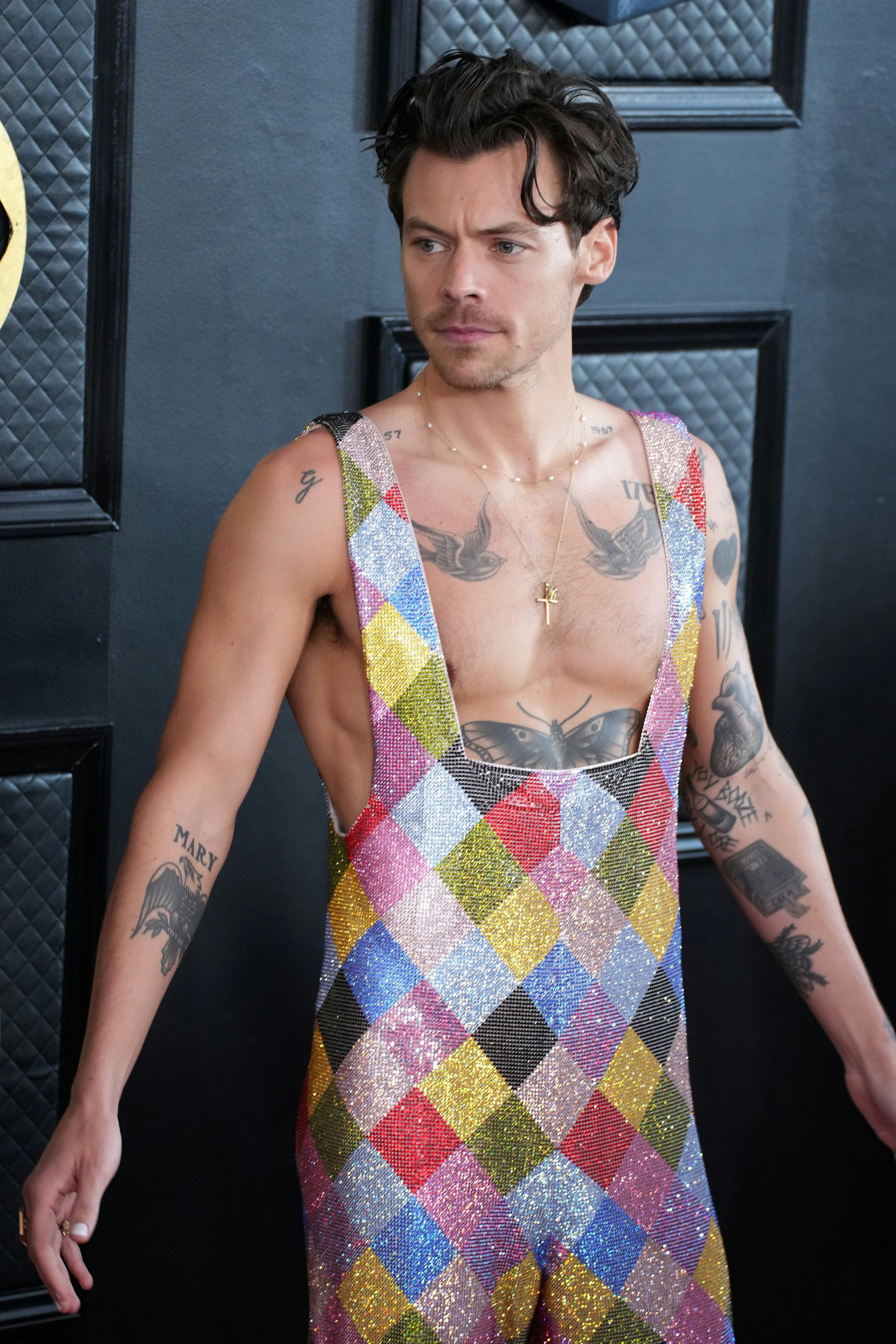 Harry Styles Brought Nipples & Sequins To The Grammys 2023 Red Carpet