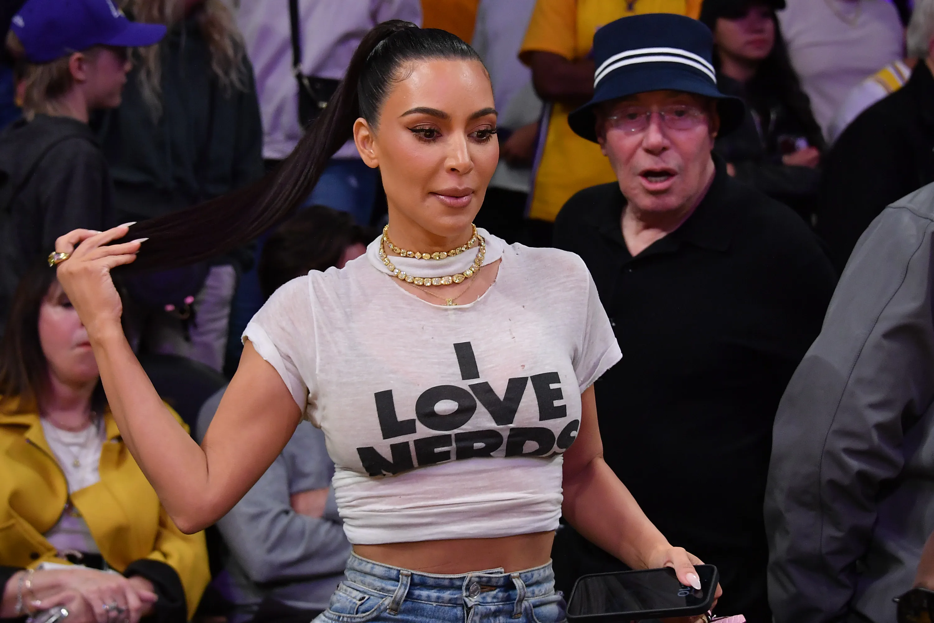 Kim Kardashian Claims Her Love For Nerds at the Lakers Game