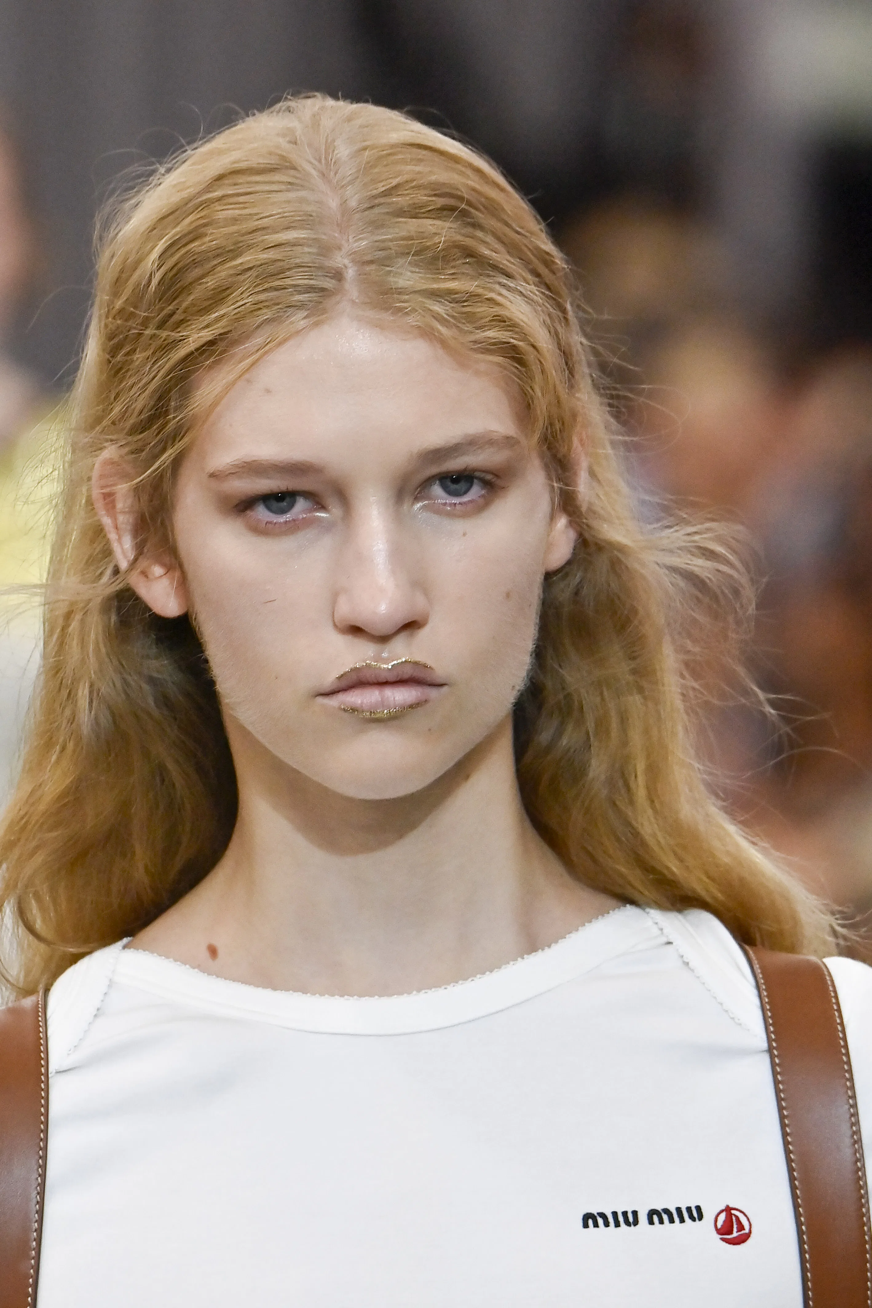 Miu Miu Models Wore Glitter Eye Shadow As Lip Liner, Thanks To Pat McGrath