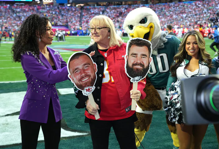 Donna Kelce Rocks "Mama Kelce" Jacket At Super Bowl LVIII
