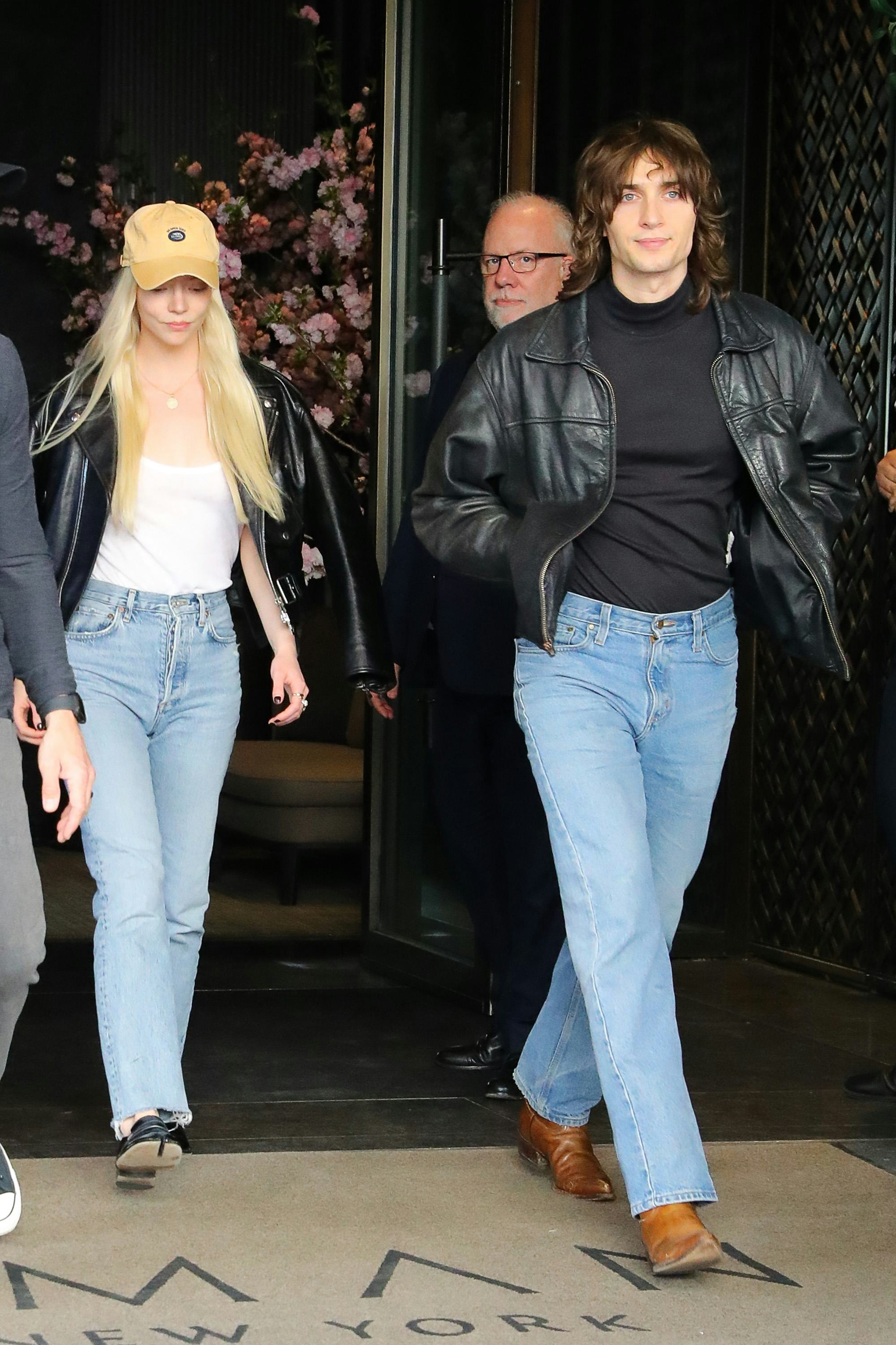 Anya Taylor-Joy & Malcolm McRae Match In Baggy His-and-Hers Denim