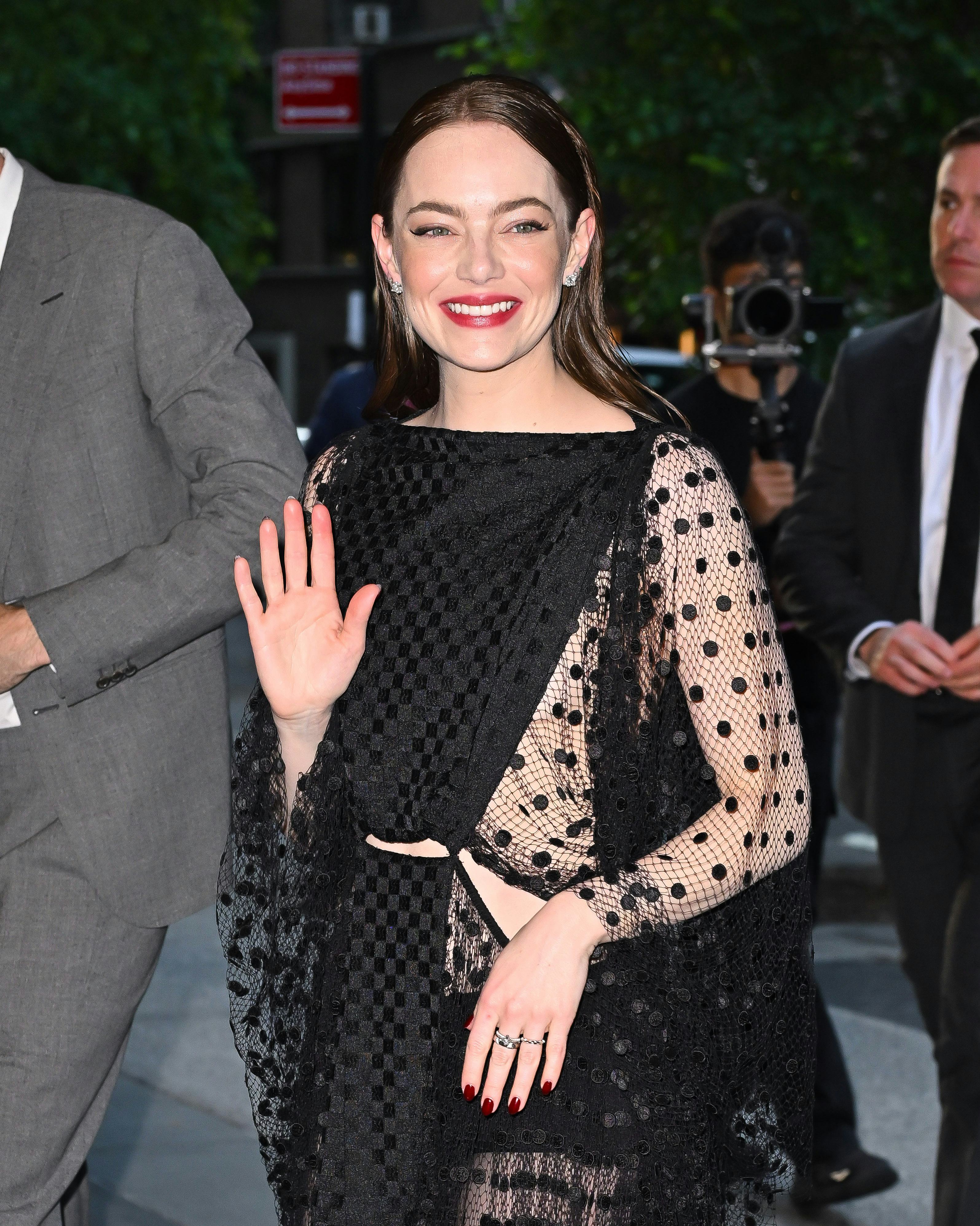 Emma Stone's Dark Red Nails Bring Goth Glamour To Summertime