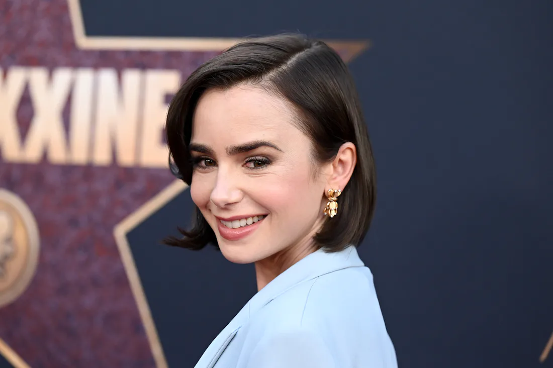 Lily Collins Wore A Gold Body Harness With Nothing Underneath