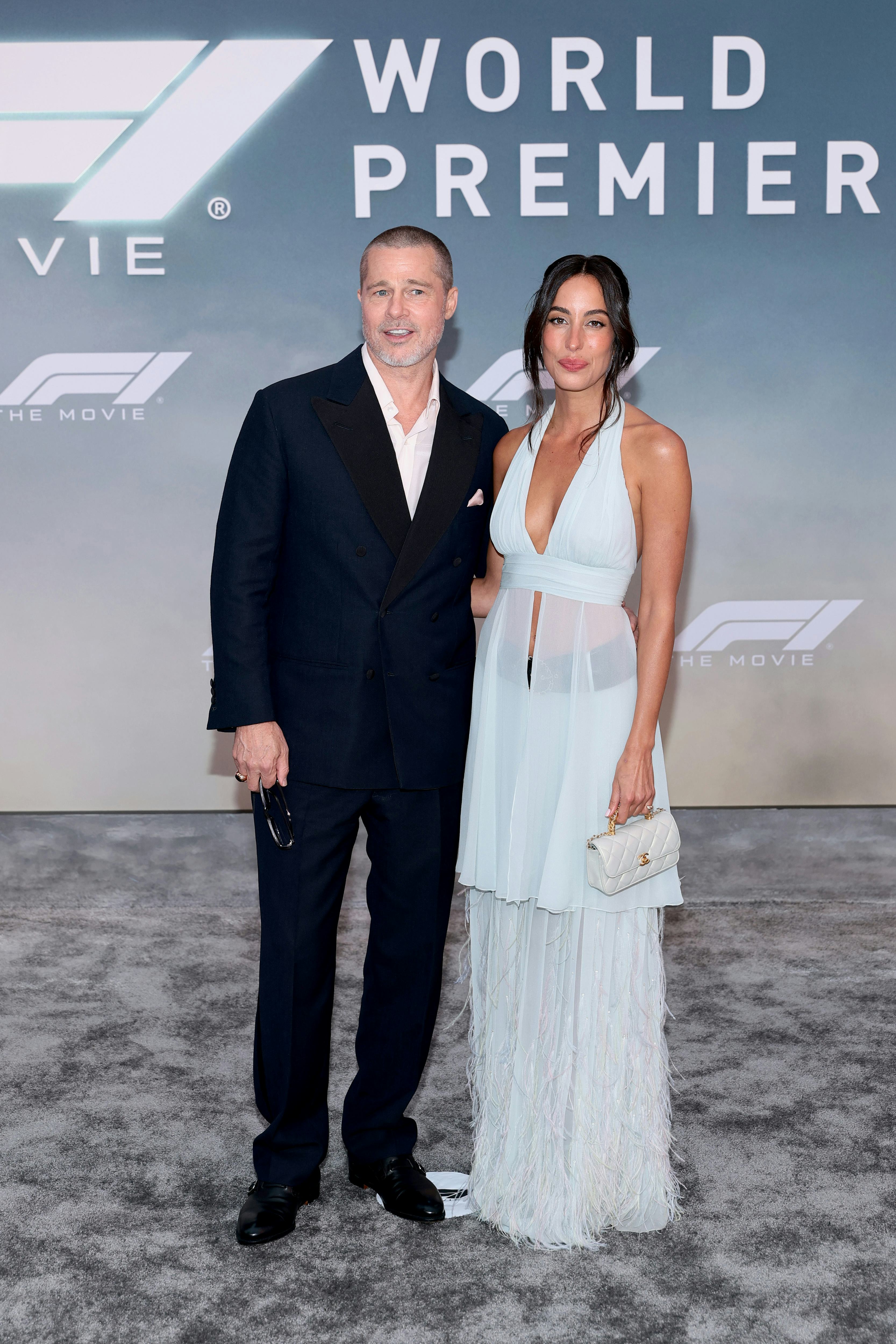Brad Pitt & Girlfriend Ines de Ramon Look Loved Up on the 'F1' Red Carpet