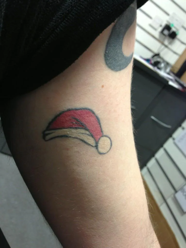 Santa Hat Tattoos 2 Snowmen Temporary Tattoos / Temporary Tattoos