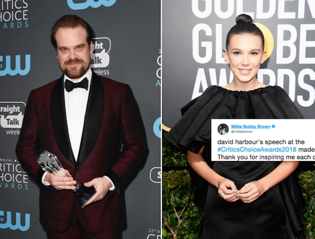 David Harbour's Critics Choice Awards Speech Is An Ode To Millie Bobby ...