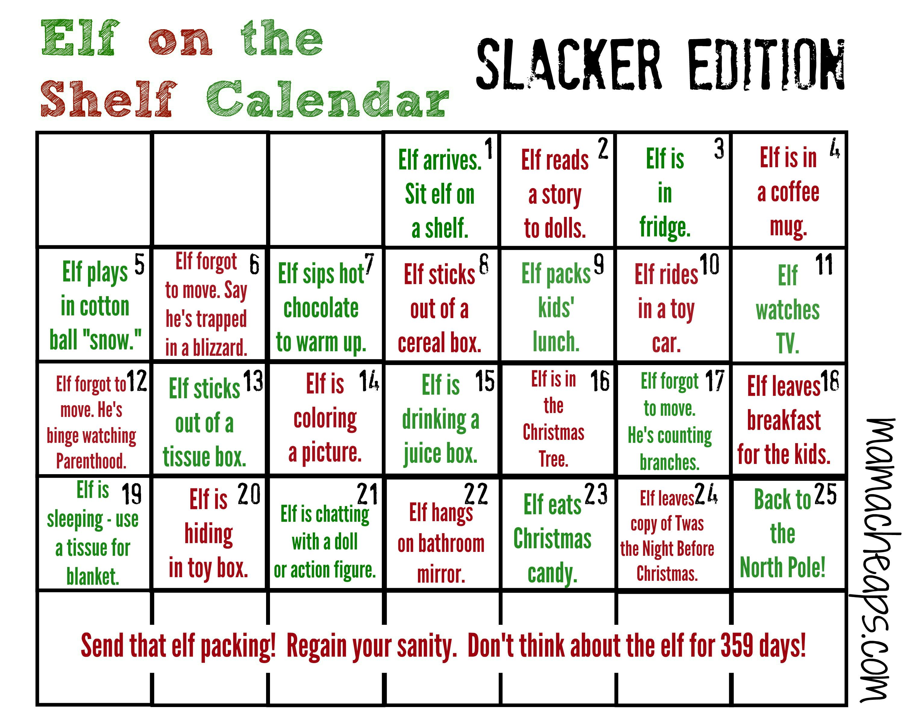 This Elf On The Shelf Cheat Sheet For Slackers Is A Tired Mom's Dream