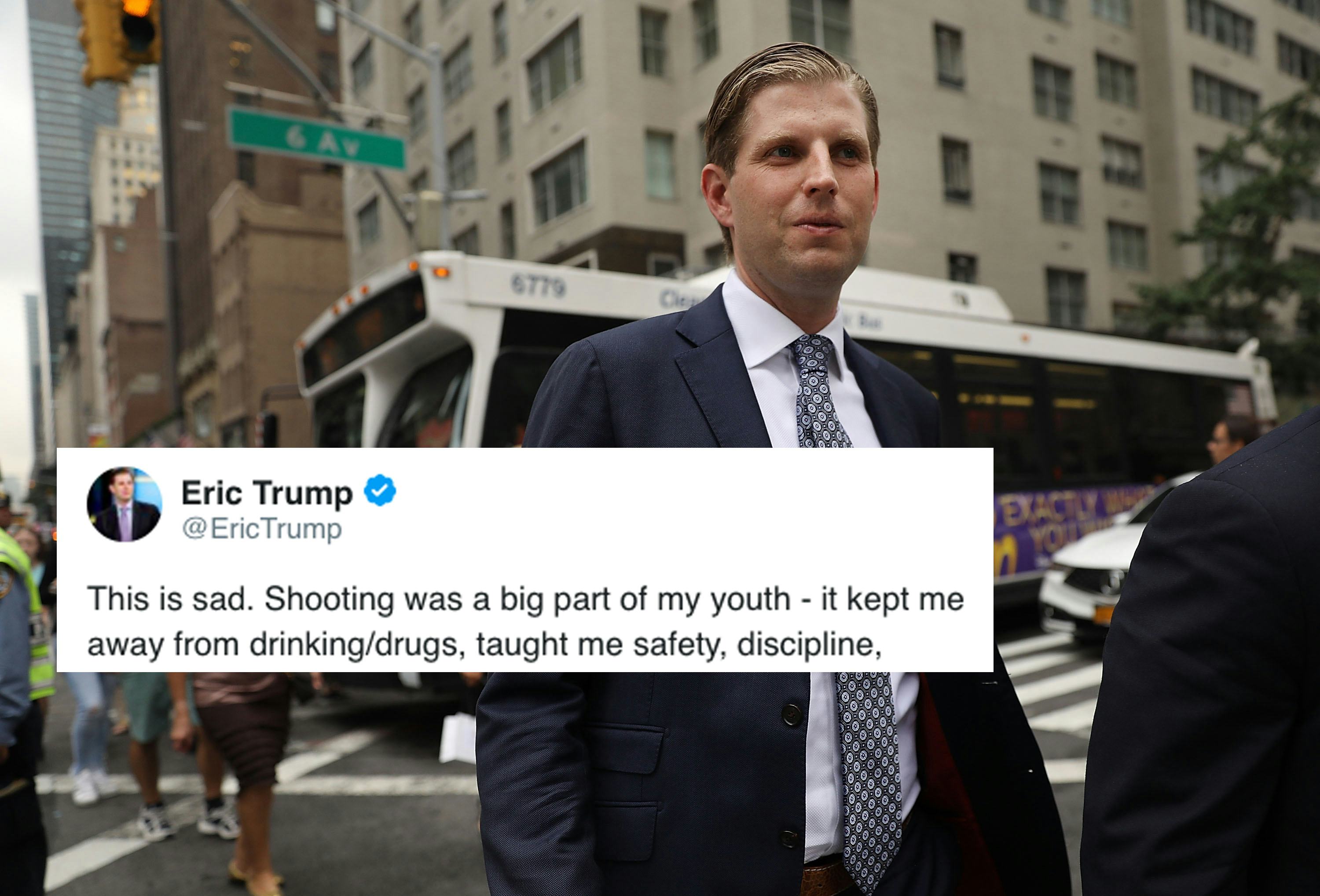 Eric Trump Tweets That Shooting Guns Kept Him From Drinking & Doing Drugs