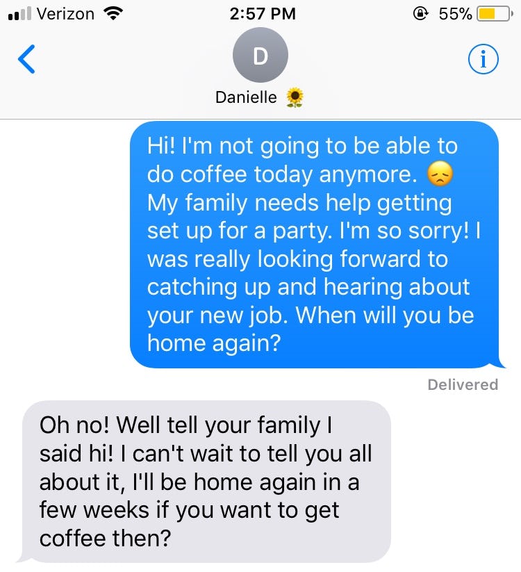 How To Cancel Plans With A Friend Over Text, According To An Expert