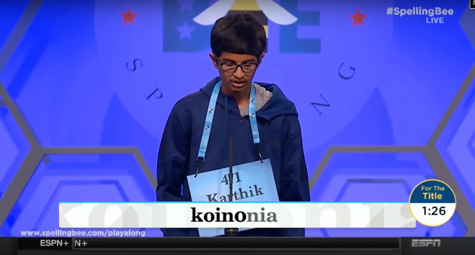 What Does Koinonia Mean The Winning Spelling Bee Word Is So Tricky It what-does-koinonia-mean-the-winning-spelling-bee-word-is-so-tricky-it