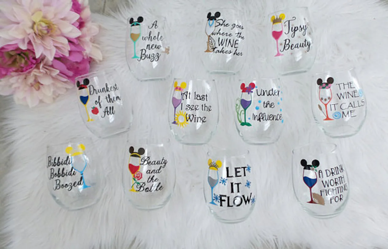 These Disney Princess Wine Glasses For A Bachelorette Party Will ...