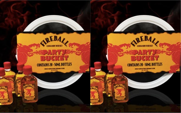 Fireball Party Buckets Exist & There Are 20 Mini Bottles In Each Of Them