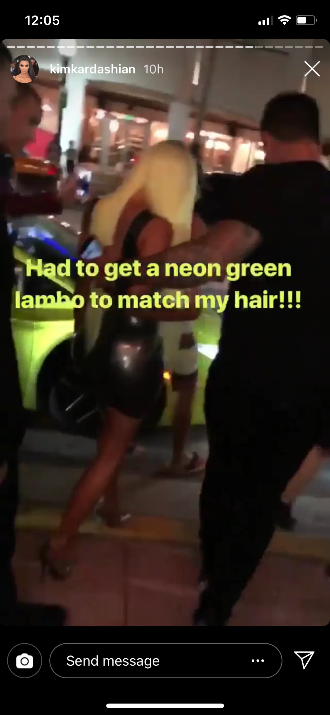Kim Kardashian's Neon Green Hair Is So Epic, She Had To Get The Lambo ...