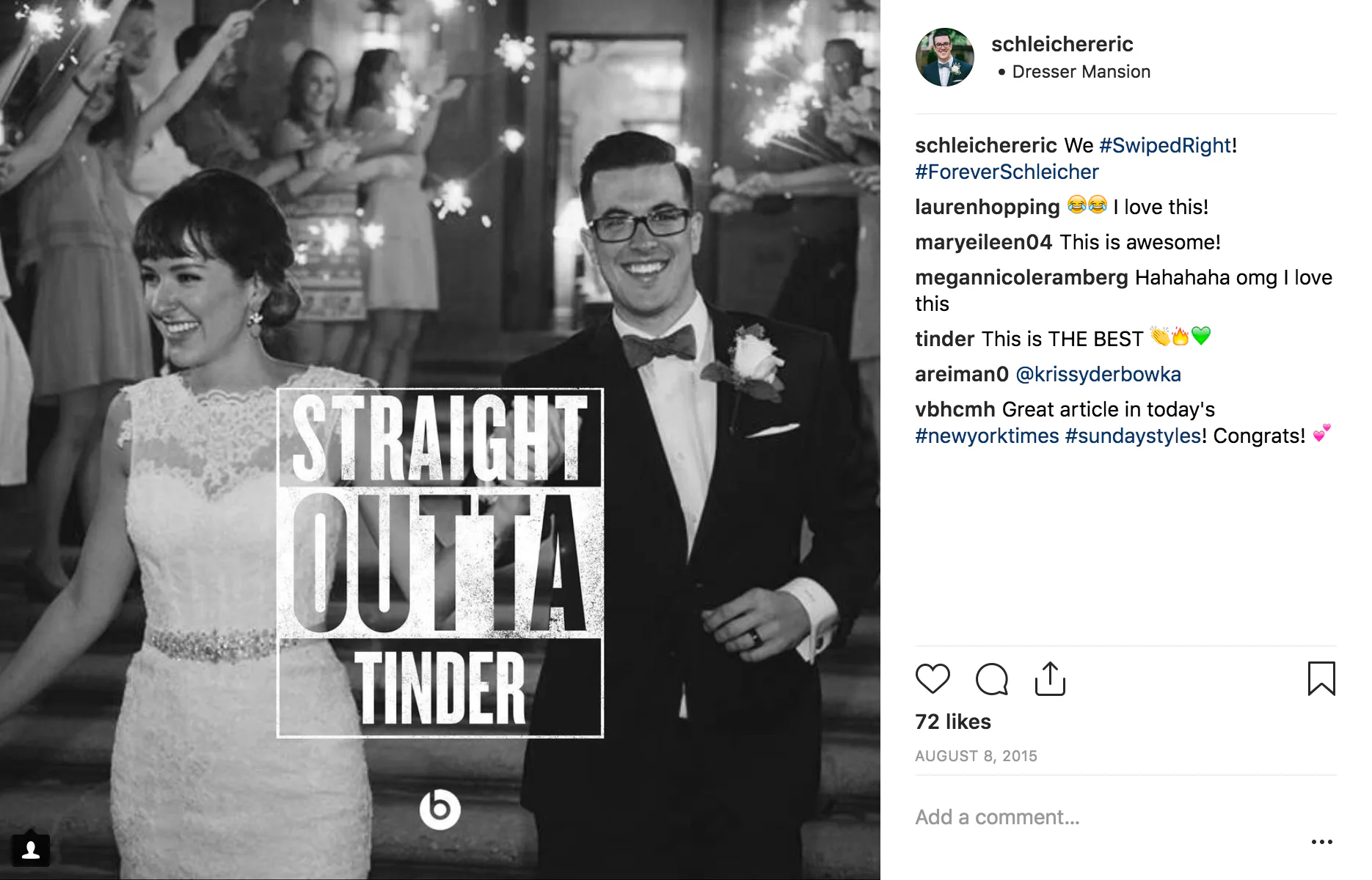 5 Tinder-Themed Wedding Photos That Perfectly Honor How The Couple Met