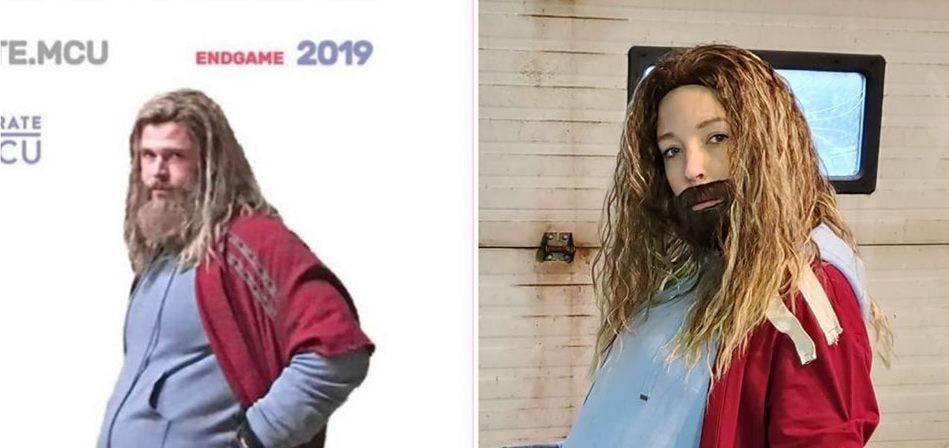 Pregnant Woman's Comfy Halloween Costume Channels "Lebowski Thor" Perfectly
