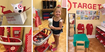 Teacher's Target Classroom Features Red Shopping Carts & Starbucks Cups