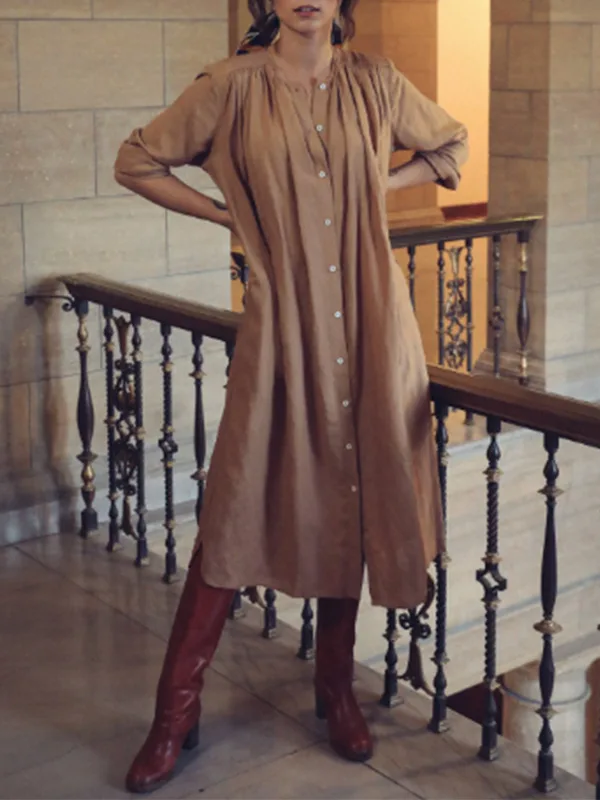 Margot Robbie's Tan Shirt Dress Is The Ultimate One-Step Fall Outfit