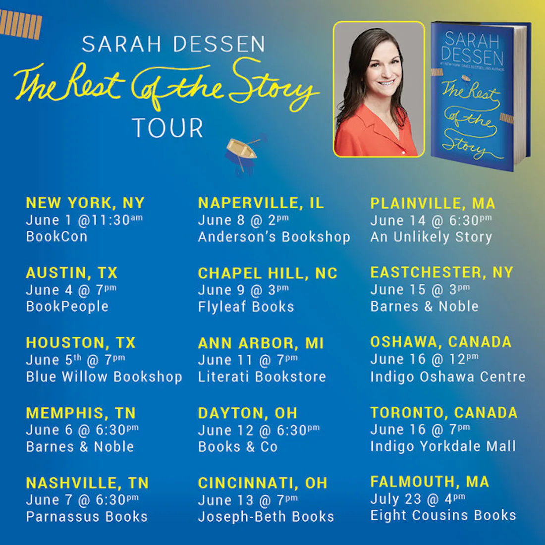 Sarah Dessen Shares Her Tour Dates For 'The Rest Of The Story ...