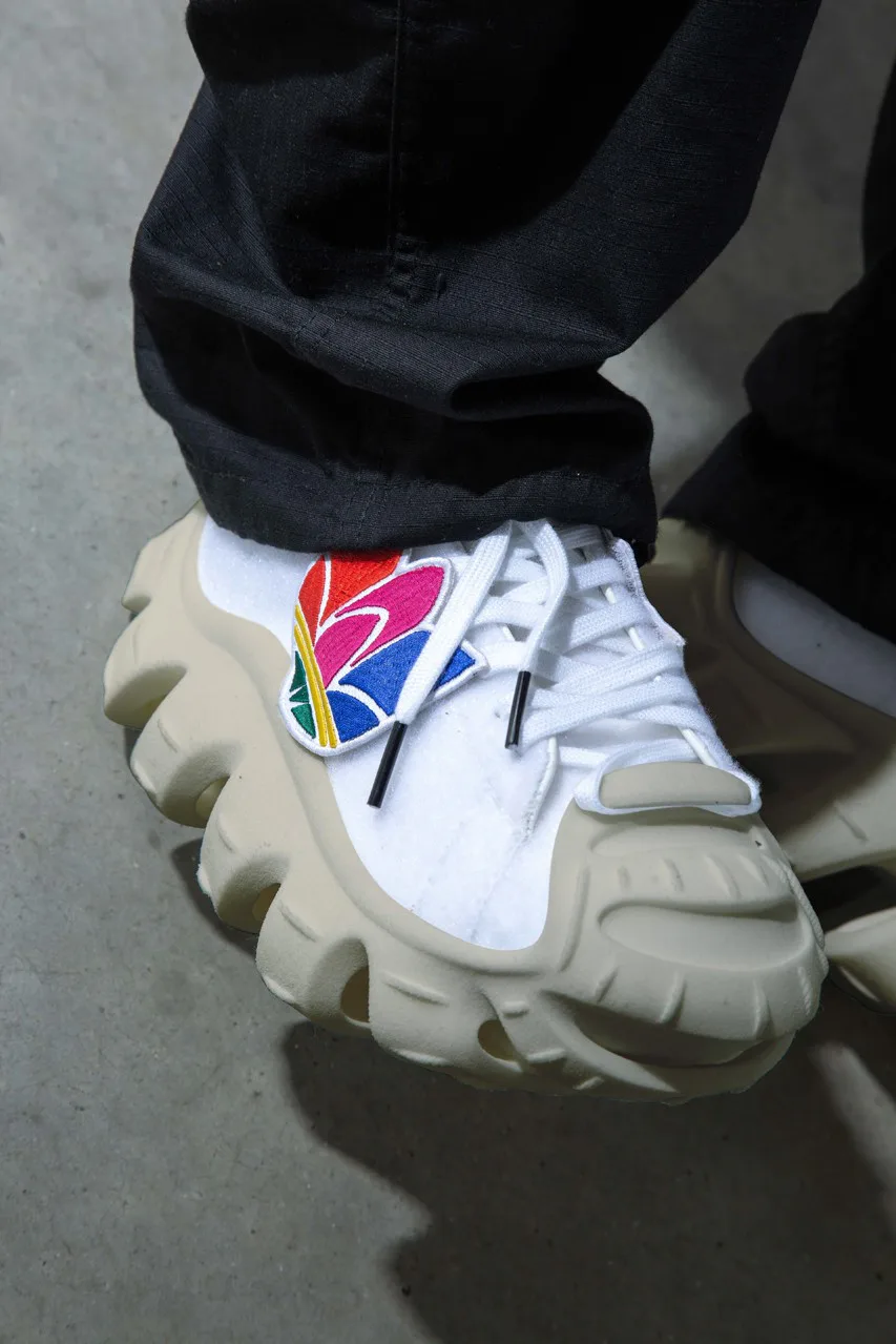 Artist Mr. Bailey created a wearable sculpture of Adidas' Superstar sneaker